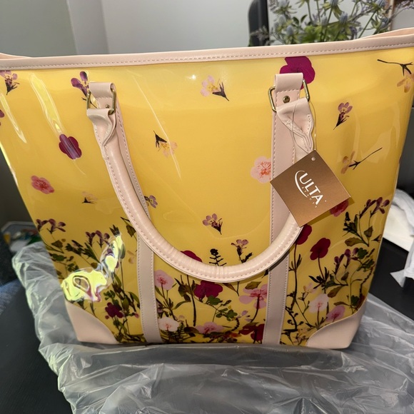 Ulta Beauty | Bags | Ulta Beauty Yellow And Cream Tote Bag With Floral ...
